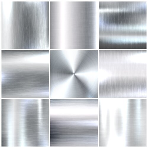 Metal texture realistic 3d samples collection Vector Image