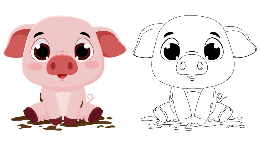 Pigs Playing in the Mud Vector Images (over 140)