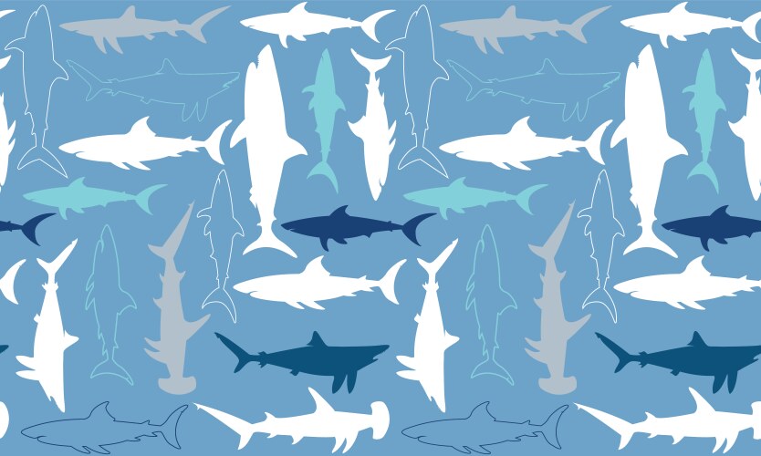 Watercolor shark pattern Royalty Free Vector Image