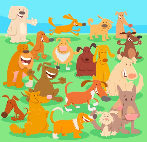 Cartoon group of cute dogs Royalty Free Vector Image