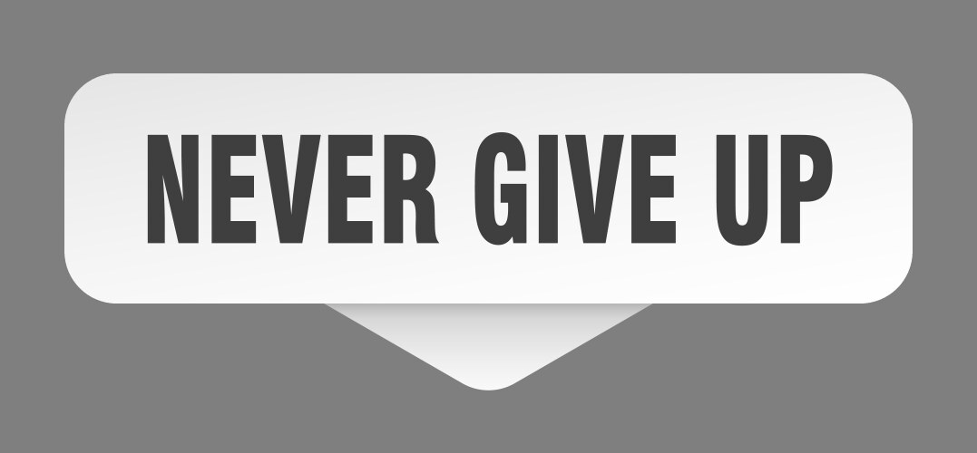 Never give up sticker sign Royalty Free Vector Image
