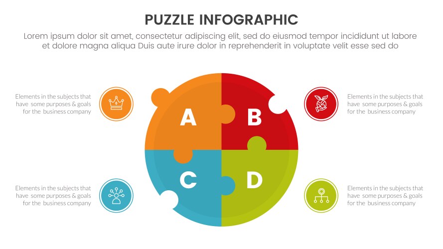 Puzzle jigsaw infographic 4 point stage template Vector Image