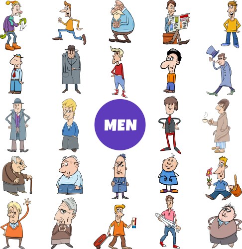 Cartoon man characters big set Royalty Free Vector Image