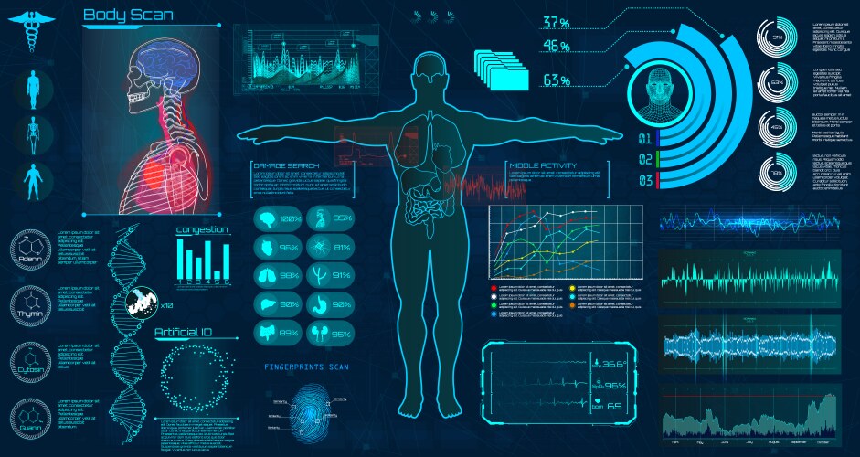 Medical infographic hud ui concept of body scan Vector Image