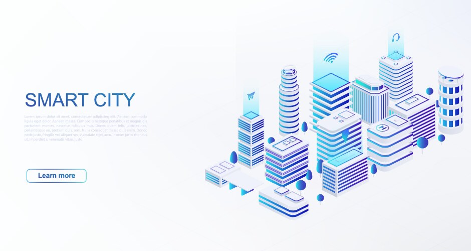 Smart city modern concept isometric Royalty Free Vector