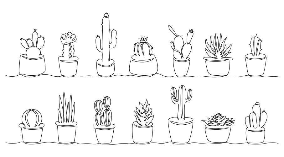 Cactus Line Drawing Vector Images (over 5,000)