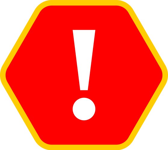 Red triangle exclamation mark icon warning sign Vector Image