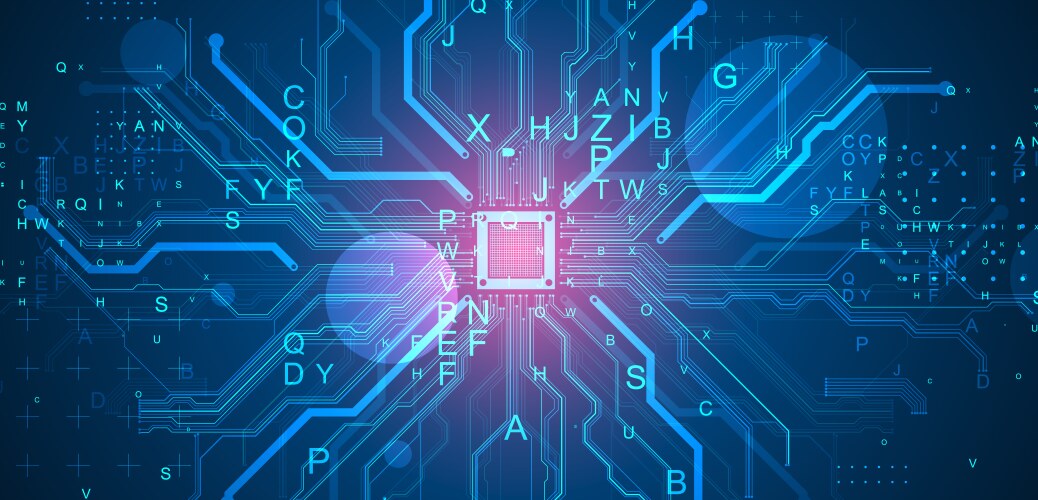 Cpu chip and circuit board blue microprocessor Vector Image