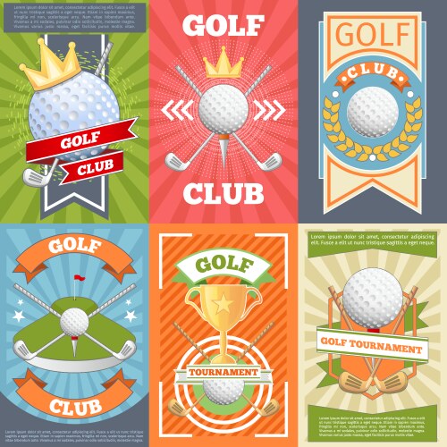 Golf Tournament Poster Set Royalty Free Vector Image