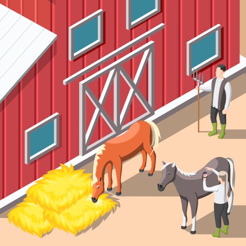 Horse Farm Stable Scene Royalty Free Vector Image