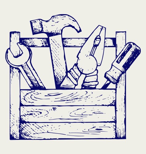 Sewing kit doodle tools sketch Royalty Free Vector Image