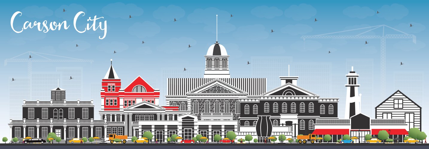 Carson city nevada skyline with color Royalty Free Vector