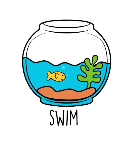 Cute fish in plastic bag pet cartoon character Vector Image