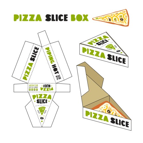 Pizza box design unwrap fastfood package Vector Image