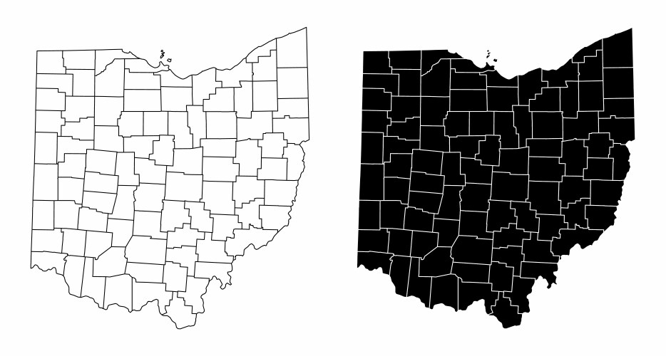 Ohio map counties outline Royalty Free Vector Image