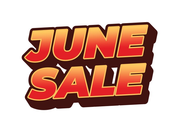 June sale text effect in 3 dimensions style Vector Image