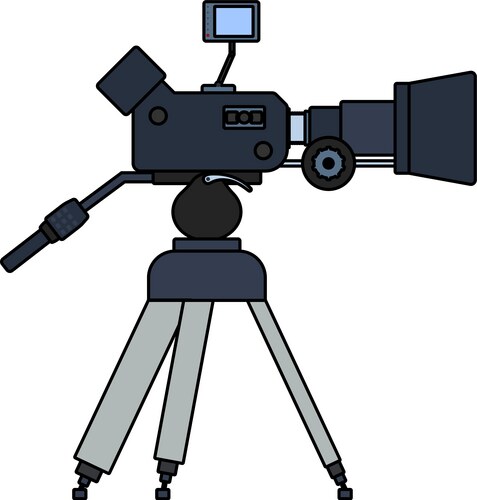 Cinema movie camera side view template Royalty Free Vector