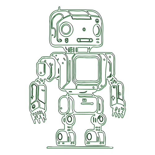 Robot outline sketch green Royalty Free Vector Image