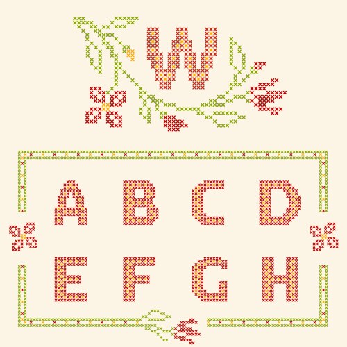Design elements for cross-stitch embroidery Vector Image