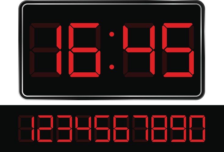 Red digital numbers 0 - 9 on white background Vector Image