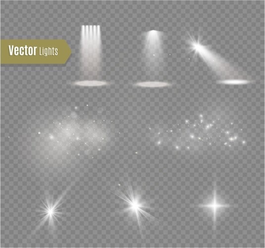 Glow isolated white transparent light effect set Vector Image
