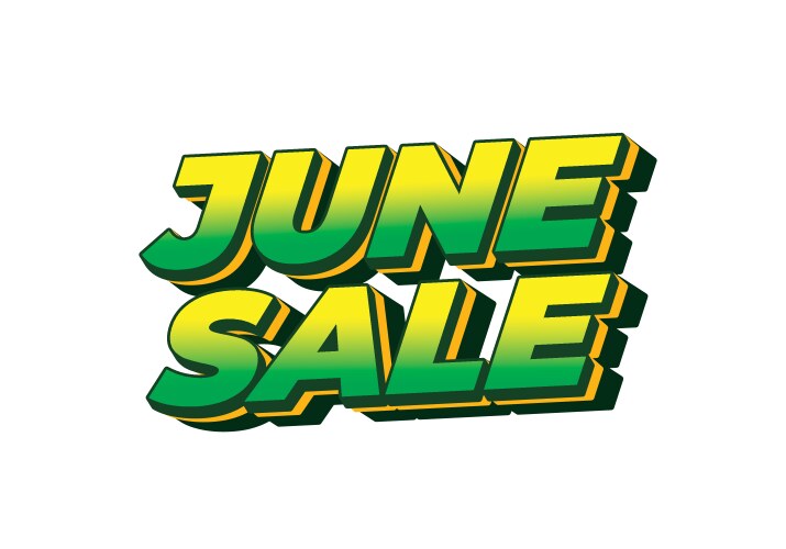 June sale text effect in 3 dimensions style Vector Image
