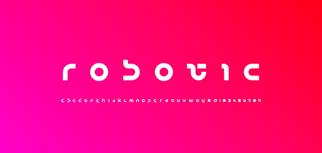 Tech bold font digital cyber thick alphabet Vector Image