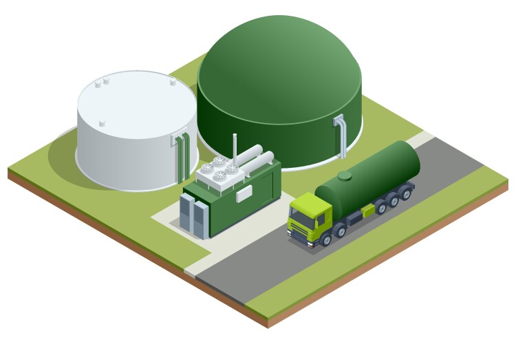 Isometric modern biogas plant Royalty Free Vector Image