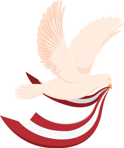 Peace dove character with flag Royalty Free Vector Image