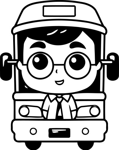 School bus driver cartoon character cute Vector Image