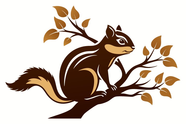 Chipmunk in tree wood h Royalty Free Vector Image
