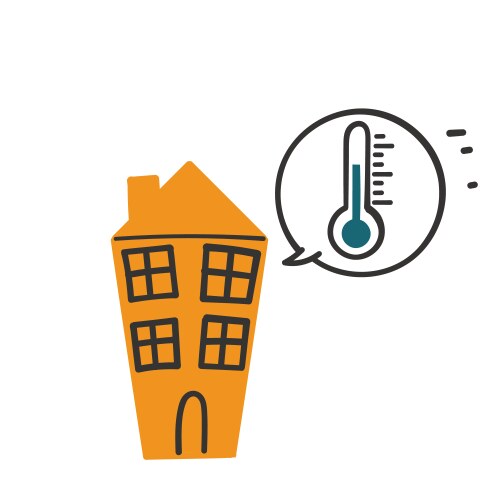 Hand drawn doodle house with temperature control Vector Image