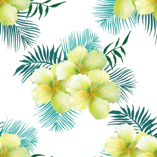 Seamless Tropical Pattern White Background Vector Image