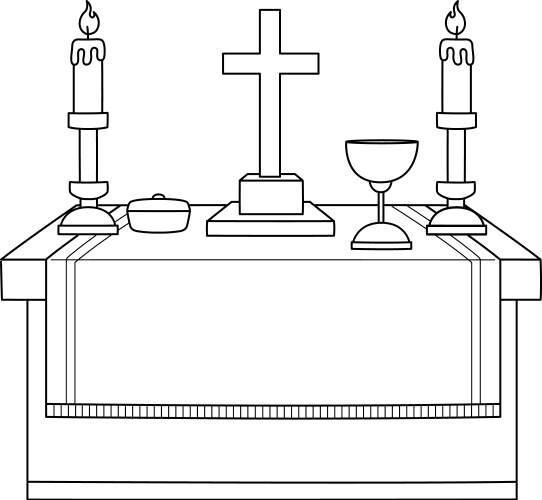 Christian altar cross isolated coloring page Vector Image