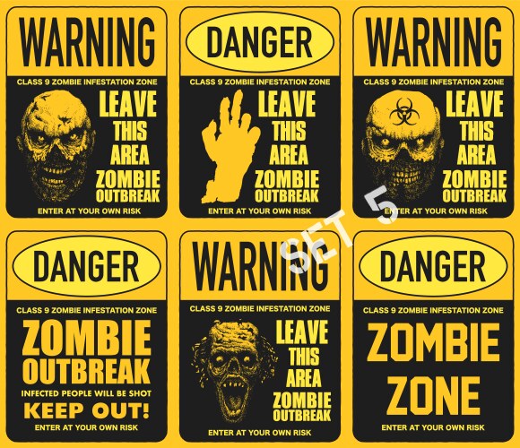 Poster zombie outbreak sign board Royalty Free Vector Image