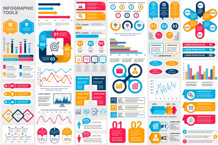 Flat infographic elements set Royalty Free Vector Image