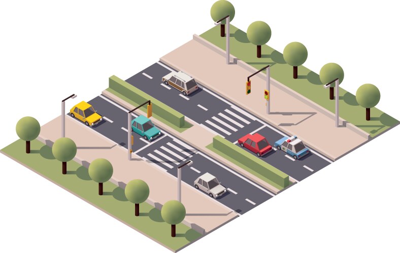 An isometric city design of pedestrian crossing Vector Image