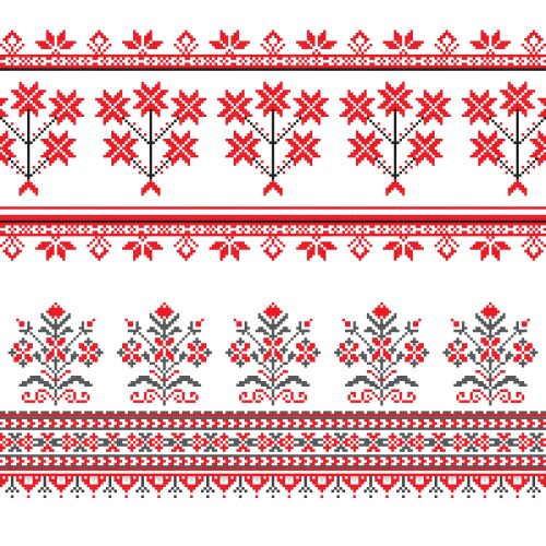 Set of 25 seamless ethnic patterns for embroidery Vector Image