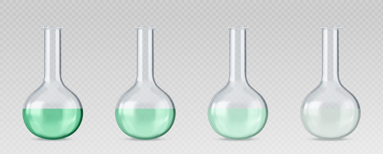 Broken glass laboratory chemical measuring flasks Vector Image