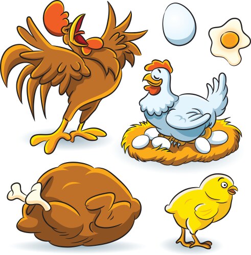 Cartoon rooster holding fried chicken Royalty Free Vector