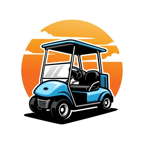 Happy golfer drives golf cart Royalty Free Vector Image