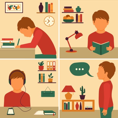 Listening Speaking Reading Writing Vector Images (over 120)
