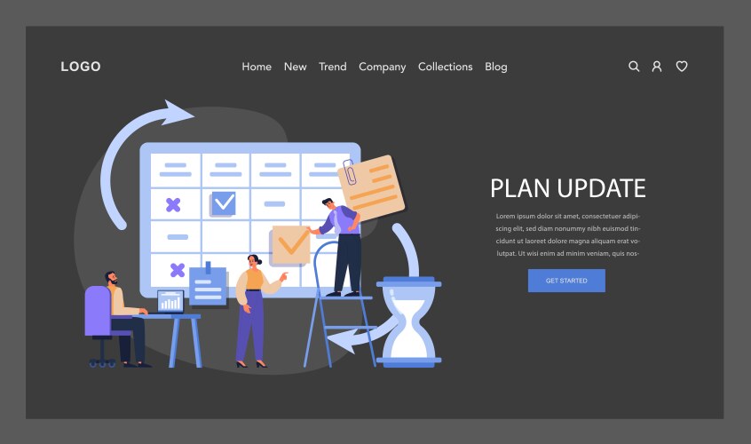 Team collaboratively updating a monthly schedule Vector Image