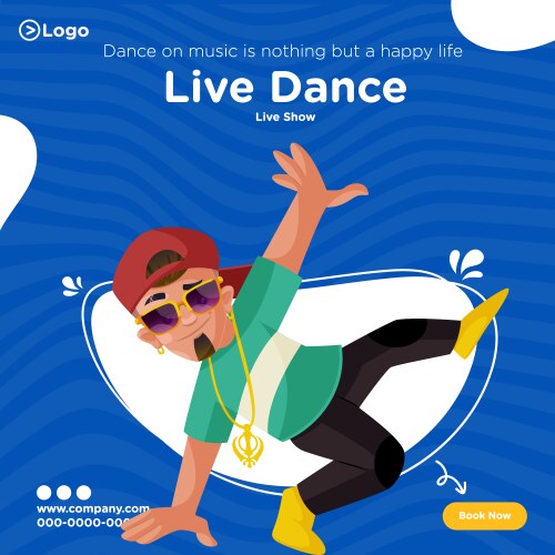 Banner design of live concert performance Vector Image