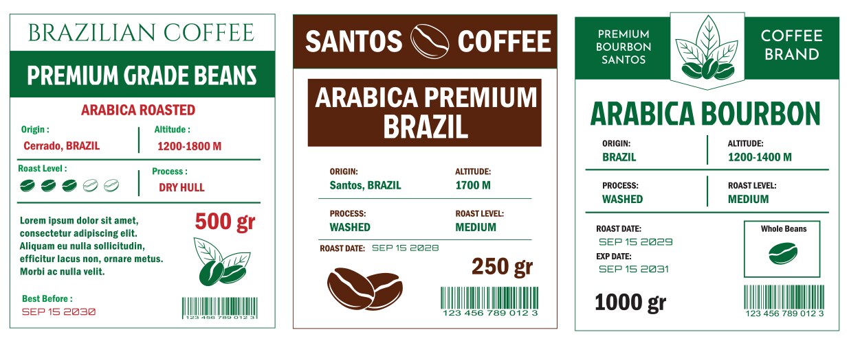 Colombian coffee labels template - robusta blend Vector Image