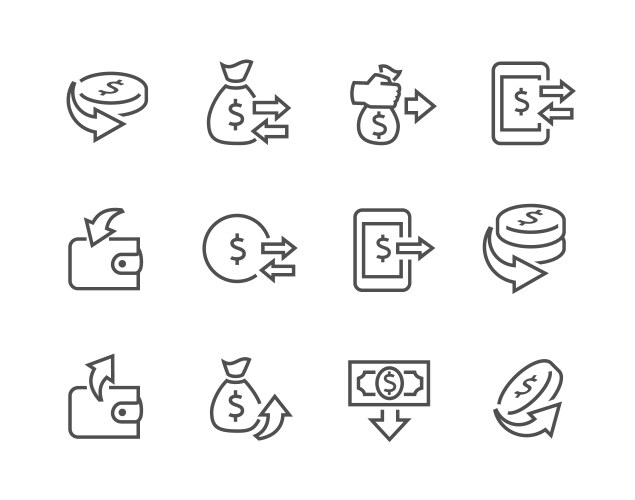 Money line icons Royalty Free Vector Image - VectorStock