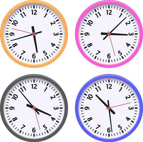Colorful clock Royalty Free Vector Image - VectorStock