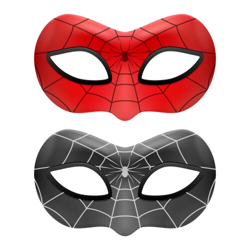 3d realistic superhero spider mask icon set Vector Image