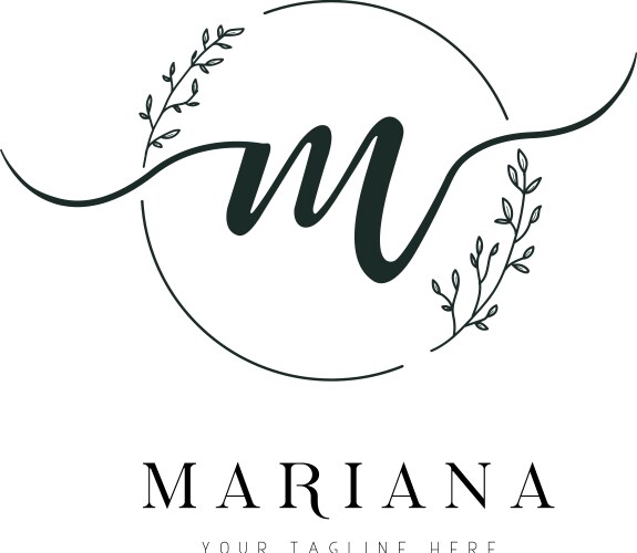 M Love Name Logo Feminine Love Heart M Letter Logo Stock Illustration