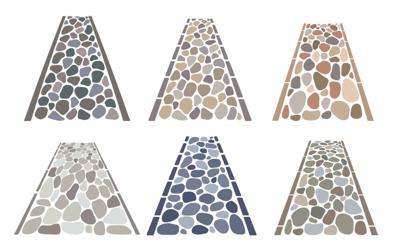 Cobblestone mosaic seamless borders set stone Vector Image